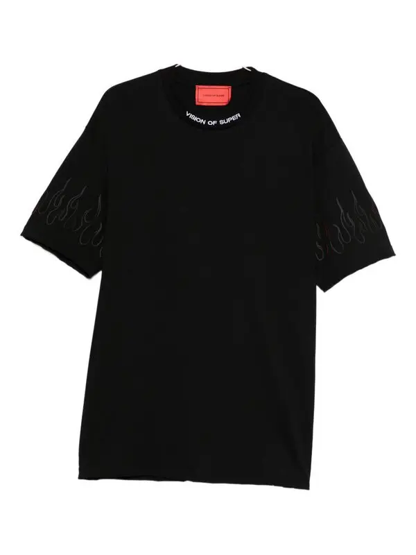 VISION OF SUPER Flame Motif T-shirt - Black
