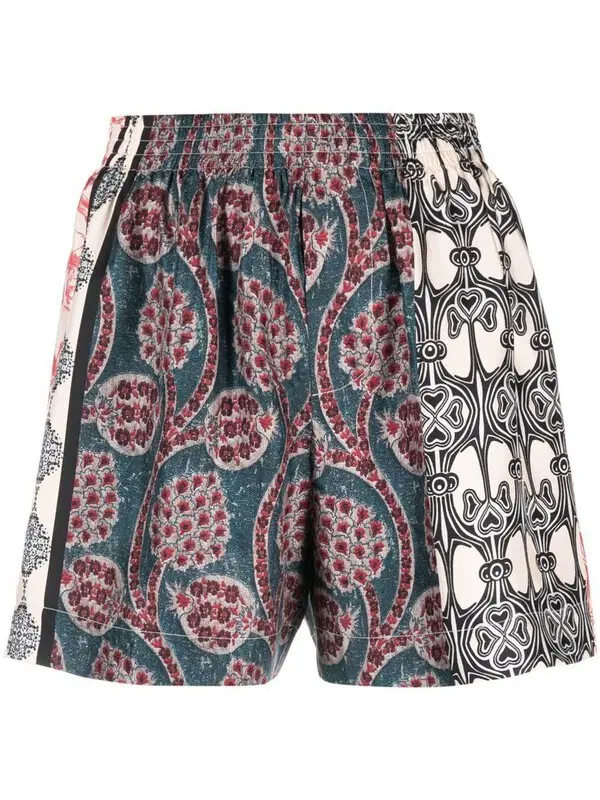 Erika Cavallini Graphic-print Silk Shorts - Multicolour