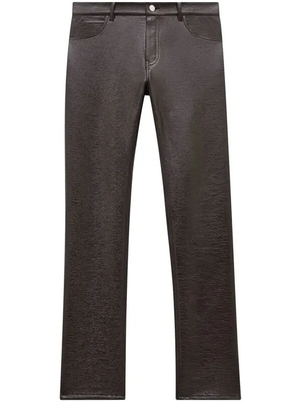 COURREGES Faux-leather Straight Trousers - Brown