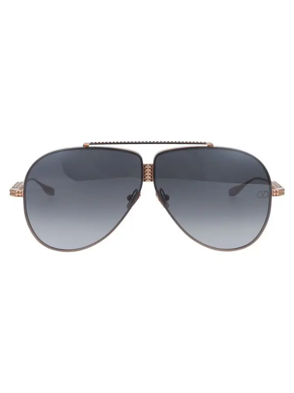 Valentino Garavani Xvi Sunglasses - Rose Gold W/ Dark Grey Black Flash Mirror