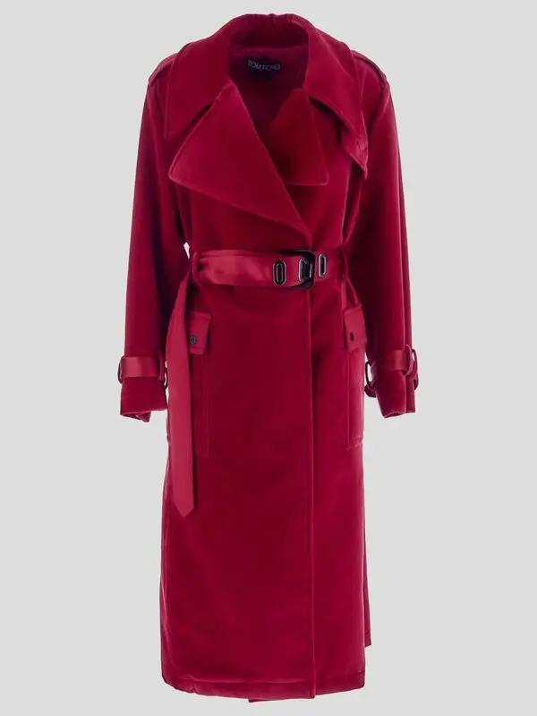 Buy TOM FORD Velvet Trench Coat - Raspberry At 25% Off | Editorialist