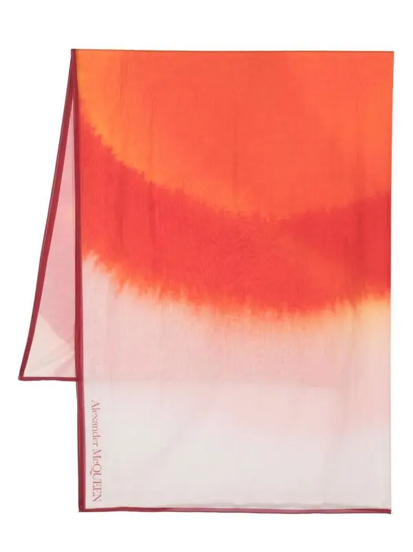 Alexander McQueen Printed Silk Blend Cotton Scarf - Pink