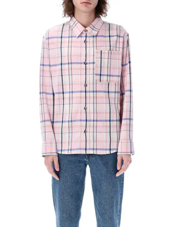 A.P.C. Basile Check Shirt In Pink - 49% Off | Editorialist