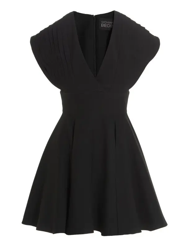 GIOVANNI BEDIN Plisse Detail Mini Dress - Black