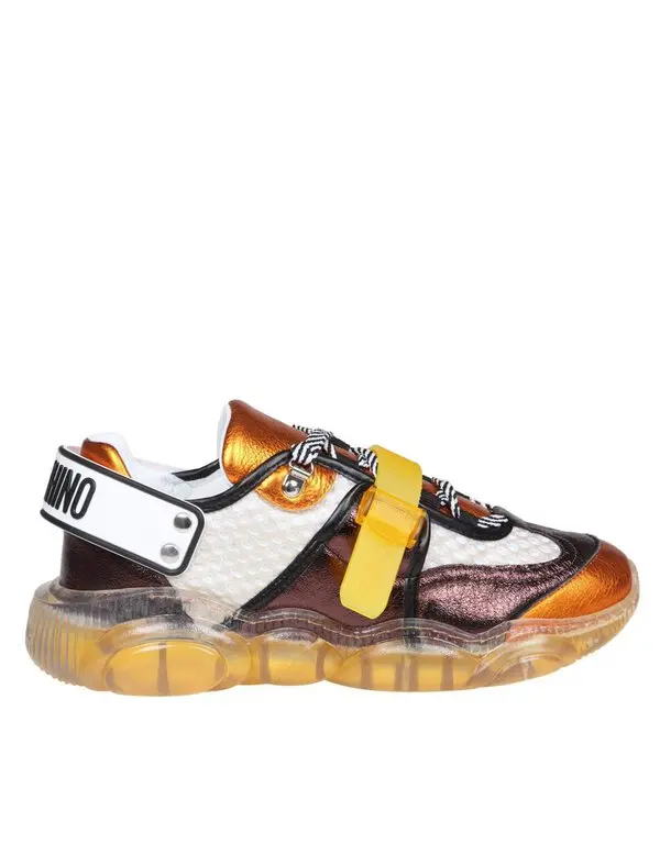 Buy Moschino Sneakers In Leather And Fabric - Platinum At 33% Off ...