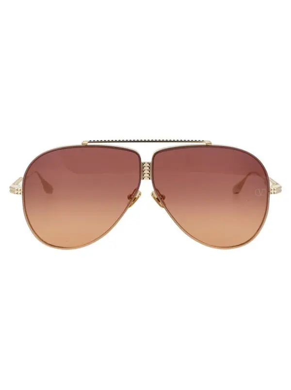 Valentino Garavani Xvi Sunglasses - Light Gold W/ Violet To Orange