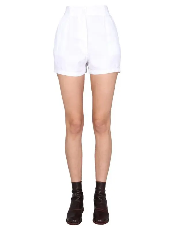 Aspesi Wide Leg Linen Shorts - White