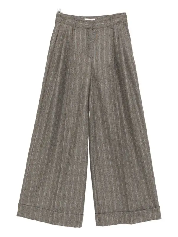 Alberto Biani Wool Flannel Trousers - Brown