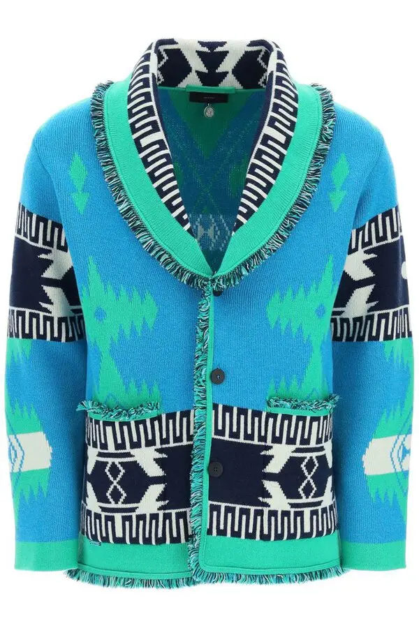 Alanui Icon Cardigan In Cashmere Jacquard In Multicolor 36% Off