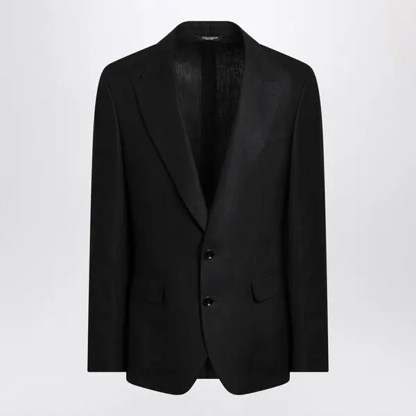 Dolce & Gabbana Single-breasted Linen Jacket - Black
