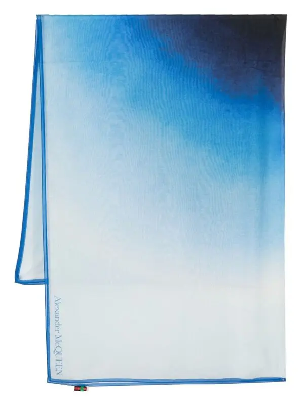 Alexander McQueen Printed Silk Blend Cotton Scarf - White