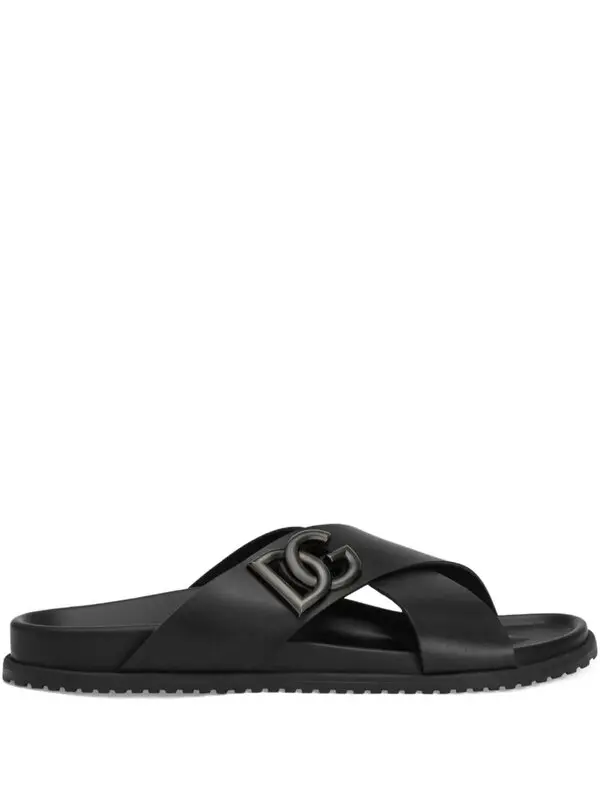 Dolce & Gabbana Logo Slides Sandals - Black