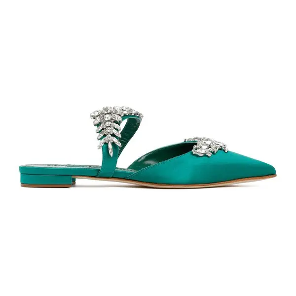 Manolo Blahnik Lurum Flats Shoes In Green 38% Off Editorialist