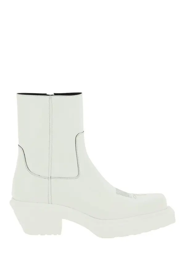 Vtmnts Leather Cowboy Boots In White - 40% Off | Editorialist