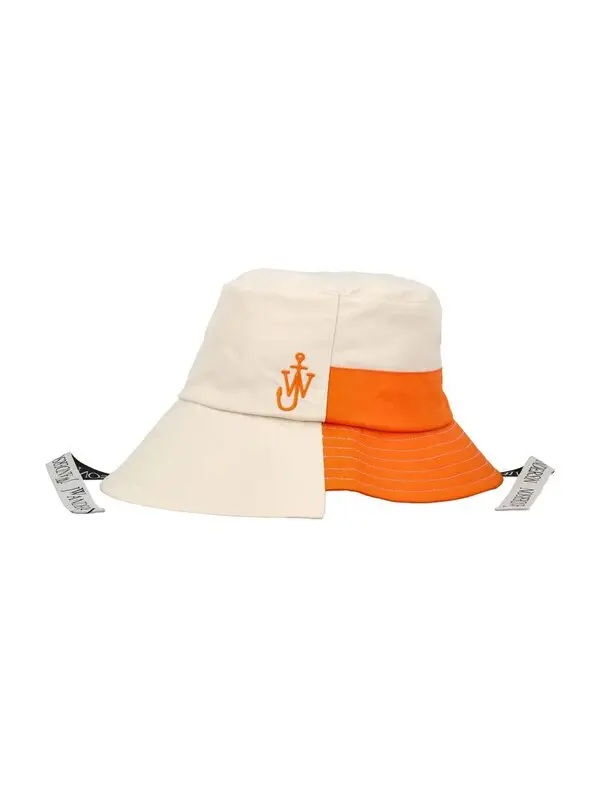 Jw Anderson Asymmetric Colourblock Bucket Hat In White Orange 28