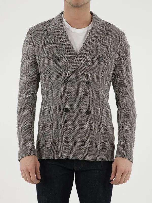 TONELLO Double-breasted Glen Plaid Jacket