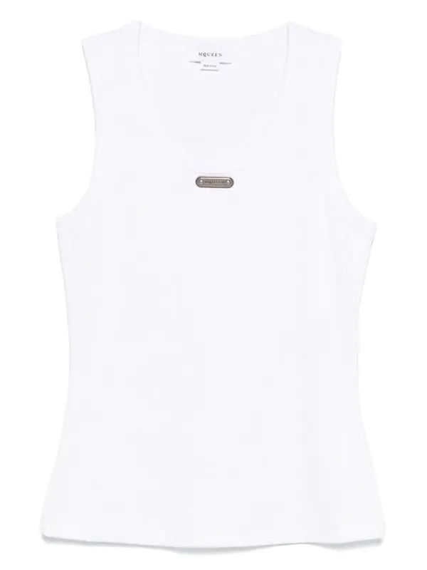 Alexander McQueen Tank Top With Logo Plaque - White