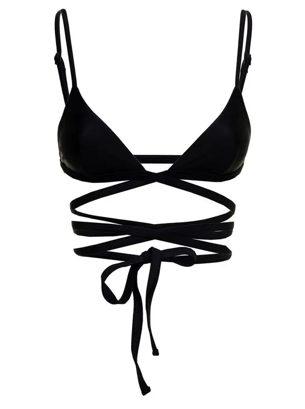 Matteau Nylon Bikini Top With Crossed Laces