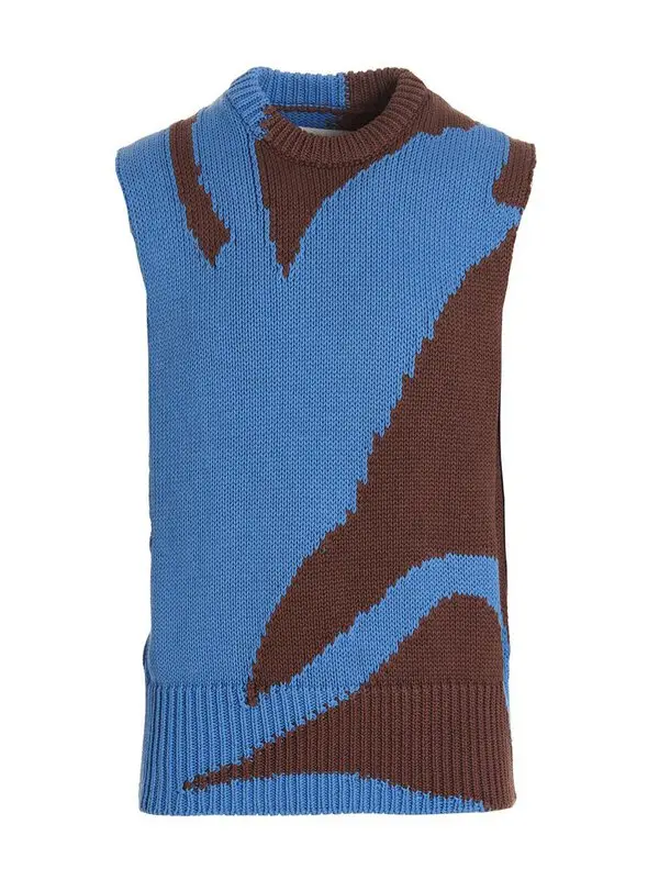 JIL SANDER Colorblock Cotton Knit Vest - Multicolor