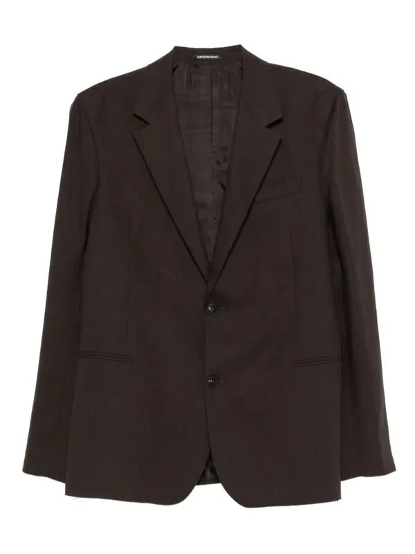 Emporio Armani Linen Single-breasted Jacket - Brown