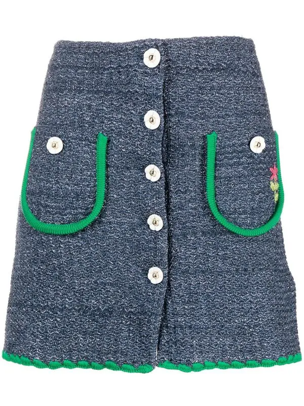CORMIO Cotton Blend Mini Skirt - Blue