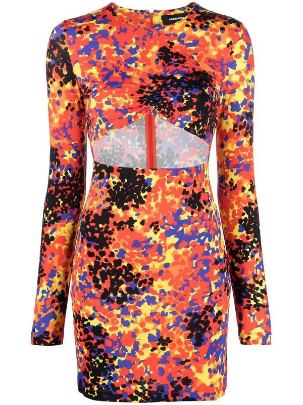 Dsquared2 Printed Cut-out Short Dress