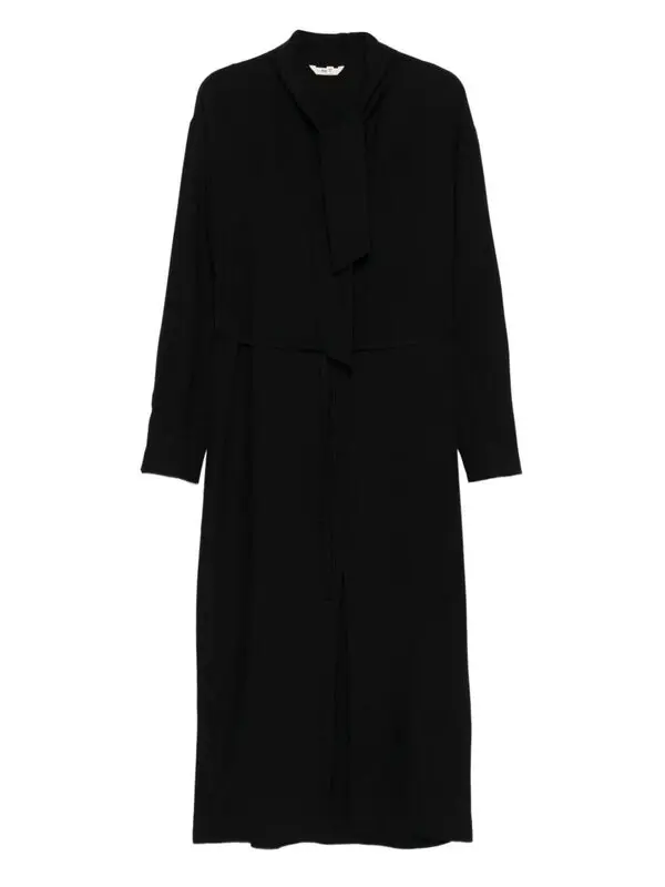 Barena Venezia Long-sleeved Midi Dress With Tie - Black