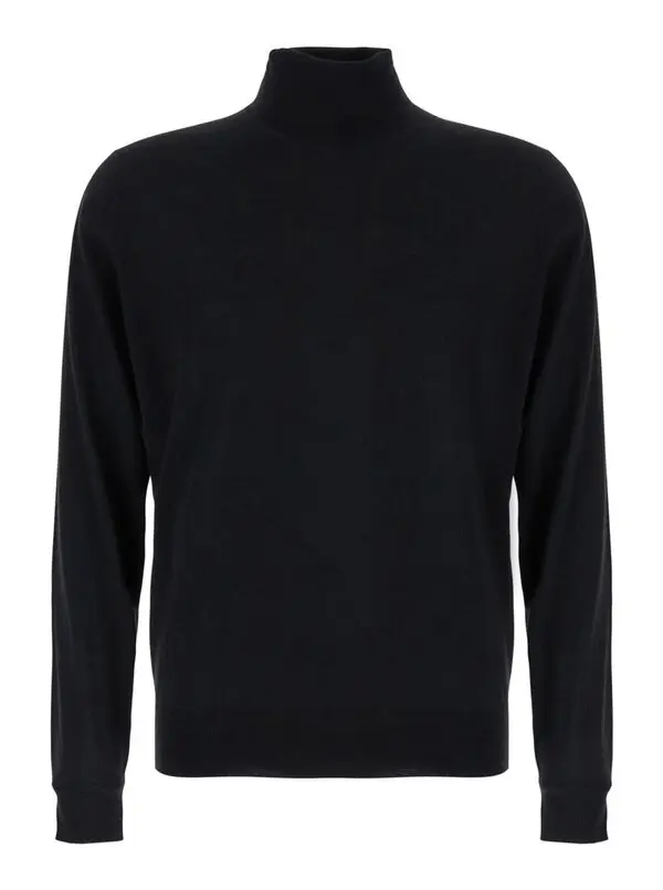 PLAIN Turtleneck Sweater In Merino Wool And Silk Blend - Black