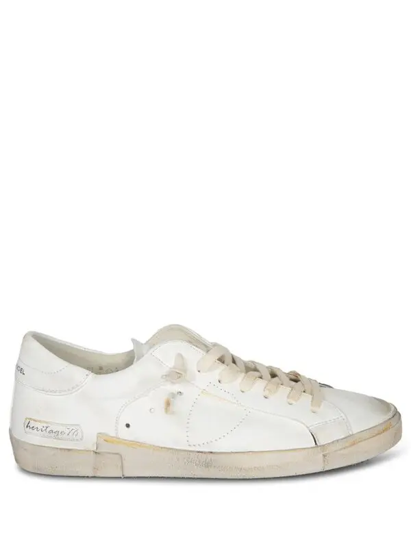 Philippe Model Low-top Leather Sneakers With Vintage Detailing - White