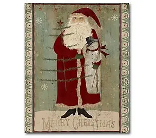 COURTSIDE MARKET Santa Snowman 16x20 Canvas Wal L Art