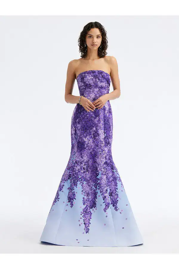 Oscar De La Renta Degradé Lilac Faille Gown Floral Editorialist