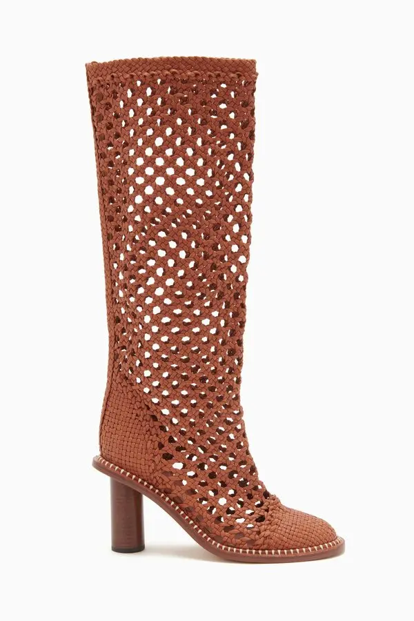 Buy Ulla Johnson Hannah Woven Leather High Heel Boot - Sierra At 70% ...