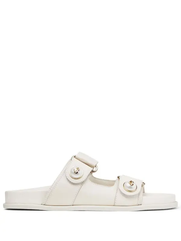 JIMMY CHOO Fayence Pearl-embellished Sandals - White