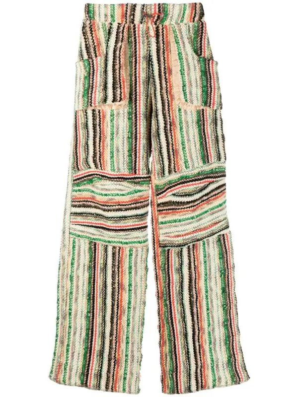 VITELLI Stripe-print Trousers - Neutrals