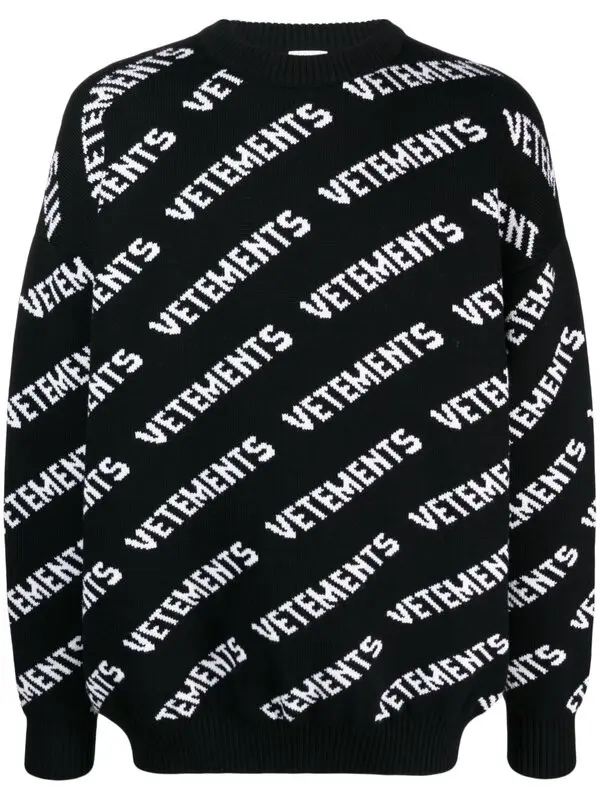 Vetements Intarsia-knit Merino Jumper - Black