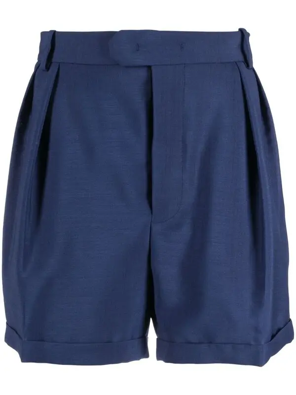 Bally Pleated Mohair-wool Blend Shorts