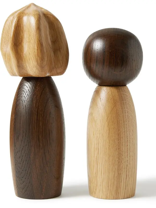 L'Objet Picanto Natural And Smoked Oak Salt And Pepper Grinders - Brown