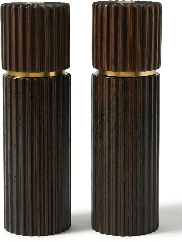 L'Objet Ionic Smoked Oak And Gold-tone Salt And Pepper Mills