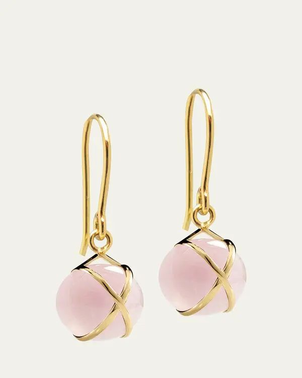 L. KLEIN Prisma 18k Gold Drop Earrings With Quartz - Pink