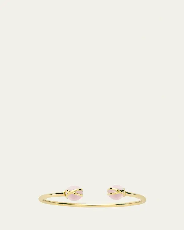L. KLEIN Prisma 18k Gold And Rose Quartz Bangle - Pink