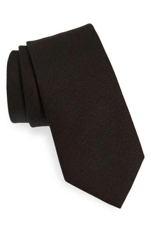Hugo Boss Solid Silk Tie - Black
