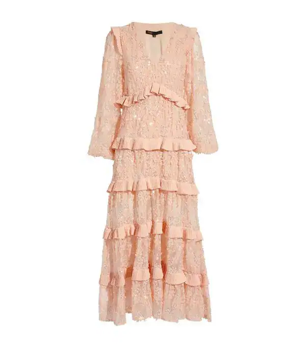 Maje Sequin Maxi Dress In Pink - 29% Off | Editorialist
