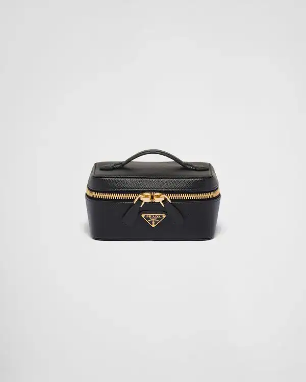 Prada Saffiano Leather Beauty Case - Black | Editorialist