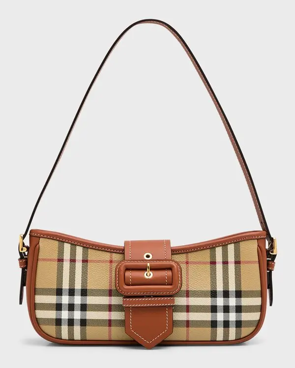 Burberry Check Buckle Shoulder Bag - Briar Brown