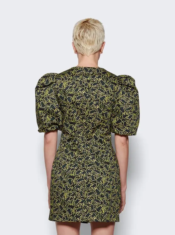 Lhd The Avena Mini Dress - Sea Turtle Black And Yellow