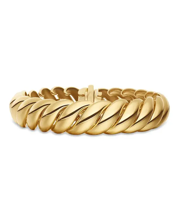 David Yurman Sculpted Cable Bracelet In 18k Yellow 14mm - Gold