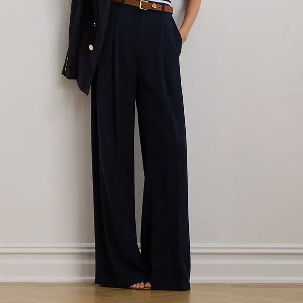 Ralph Lauren Double-faced Georgette Wide-leg Pant - Lauren Navy