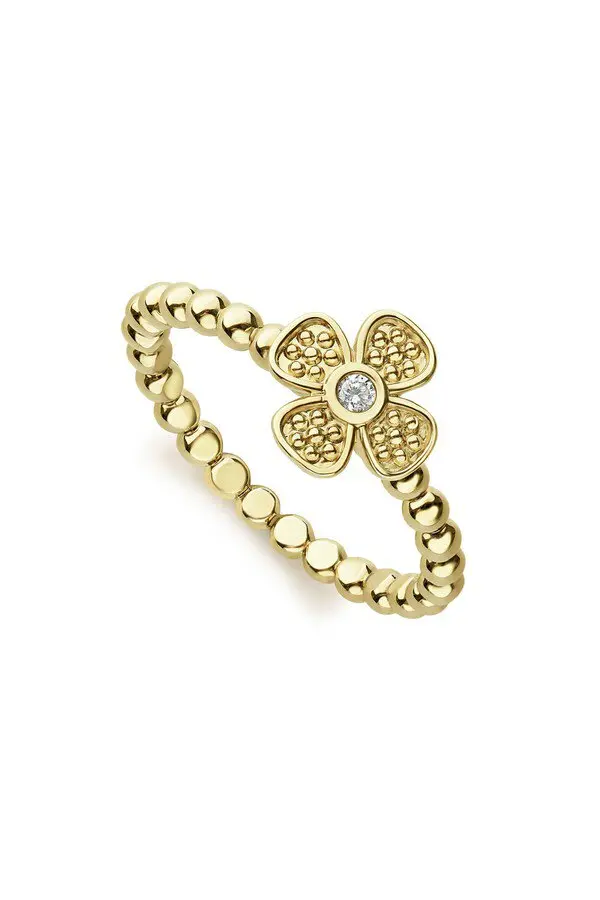 Lagos Caviar 18k Caviar Flower Diamond Ring