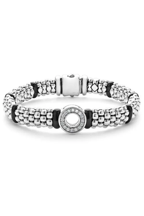 Lagos Caviar Ceramic And Diamond Circle Bracelet
