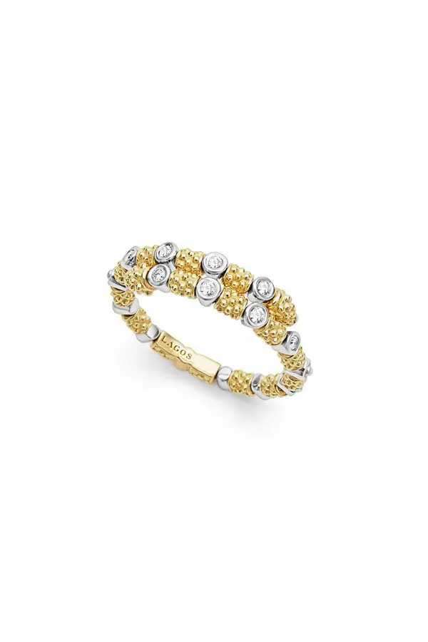 Lagos Signature Caviar Diamond And 18k Band Ring
